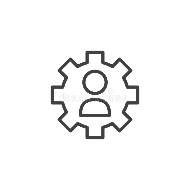 User with Gear Head Filled Outline Icon Stock Vector - Illustration of ...