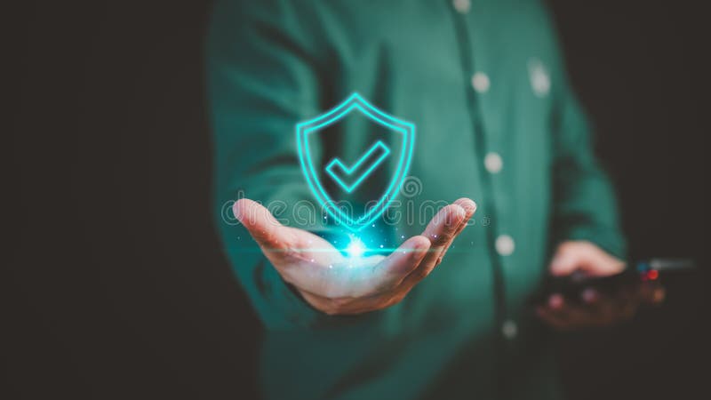 User Show Symbol on Hand with Identity Proof Icon for Cyber Security ...