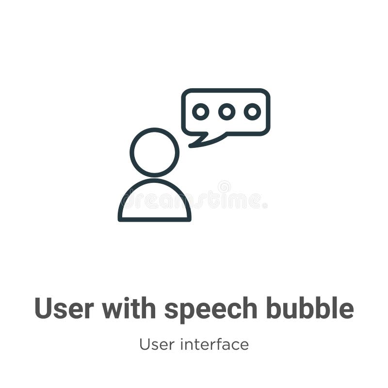 User with Speech Bubble Outline Vector Icon. Thin Line Black User with ...