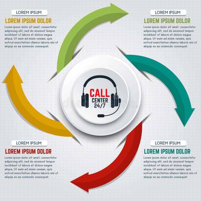 User Support Infographic Design Template with Colorful Arrows an Stock ...
