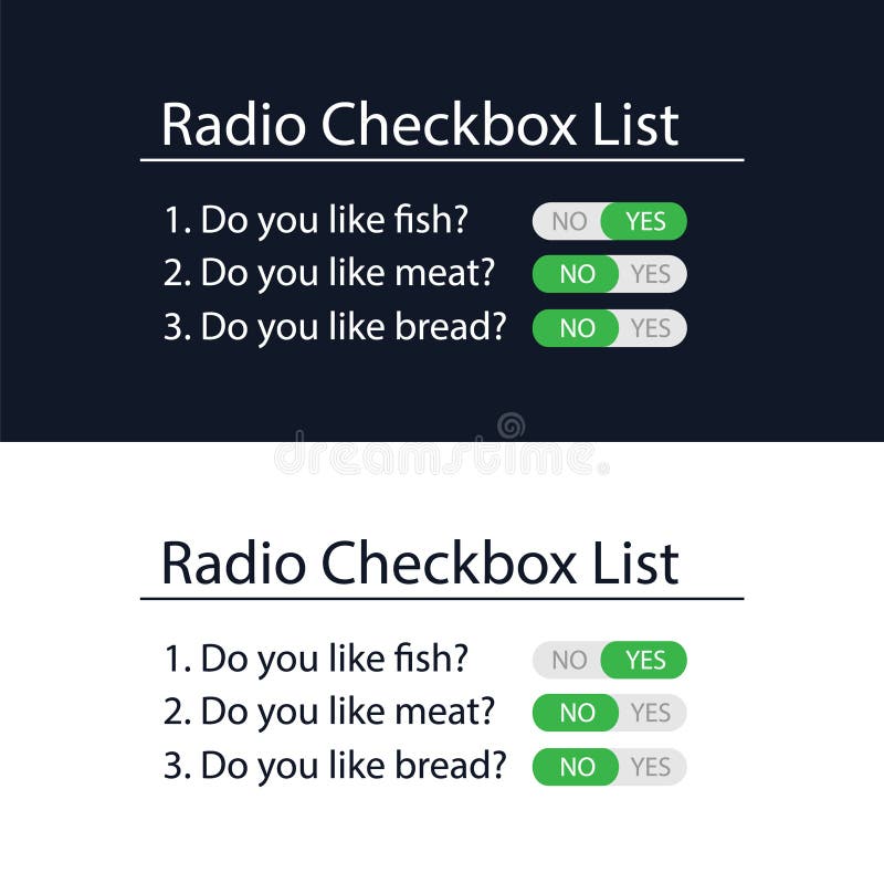 A Checkbox Form for the Website. User Interface for the Website and Application. Vector ...