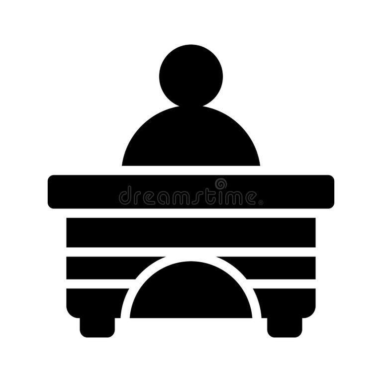 User with Table Denoting Concept Icon of Reception, Help Desk Vector ...