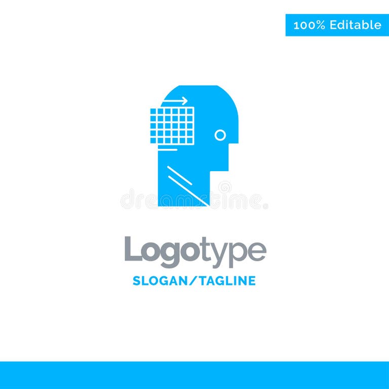 User, Think, Success, Business Blue Solid Logo Template. Place for ...