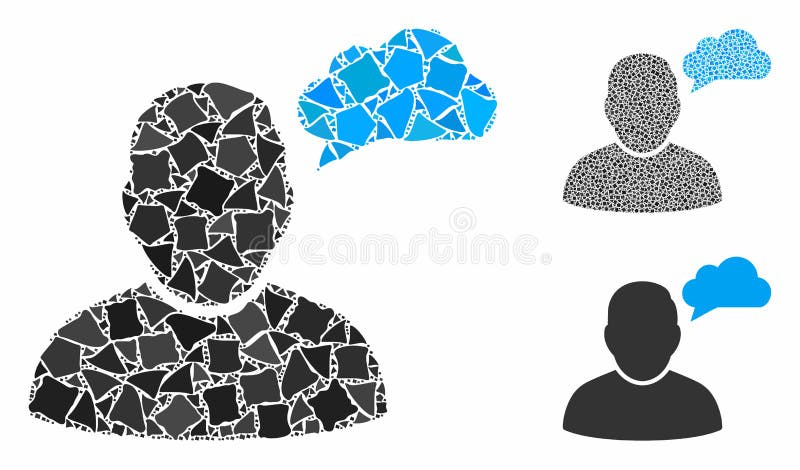 User Thinking Cloud Composition Icon of Rugged Pieces Stock Vector ...