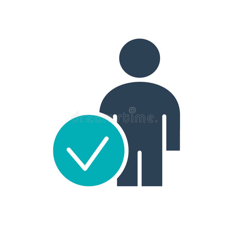 User with Tick Checkmark Gray Icon. Human Verification, Authentication ...