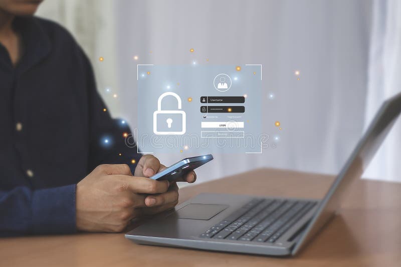 User Types Login And Password Data Protection And Secure Internet 8628