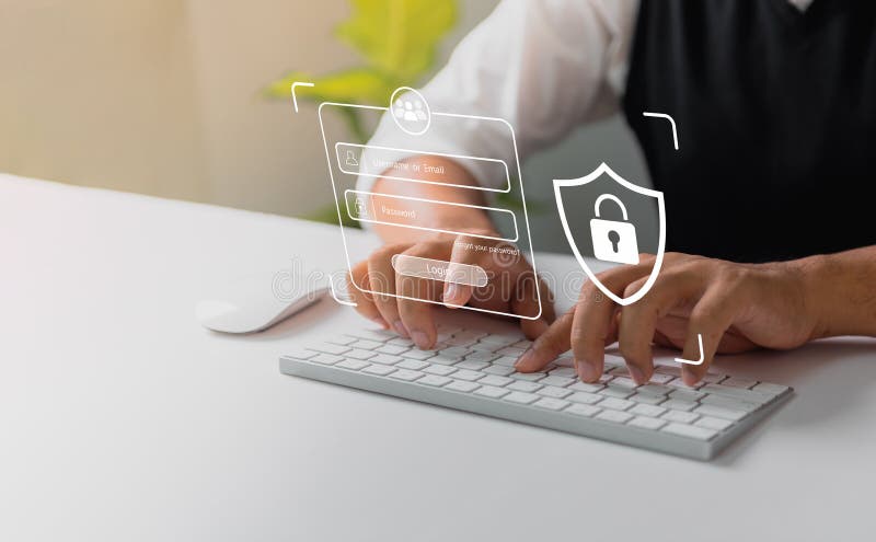 User Typing Login and Password at Home, Secure Access To the Personal ... User Typing Login and Password at Home, Secure Access To the Personal ...