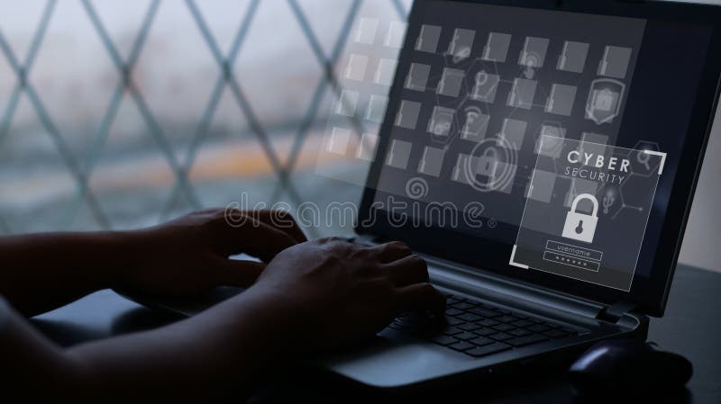 User Typing Login and Password on Virtual Screen. Stock Photo - Image ...