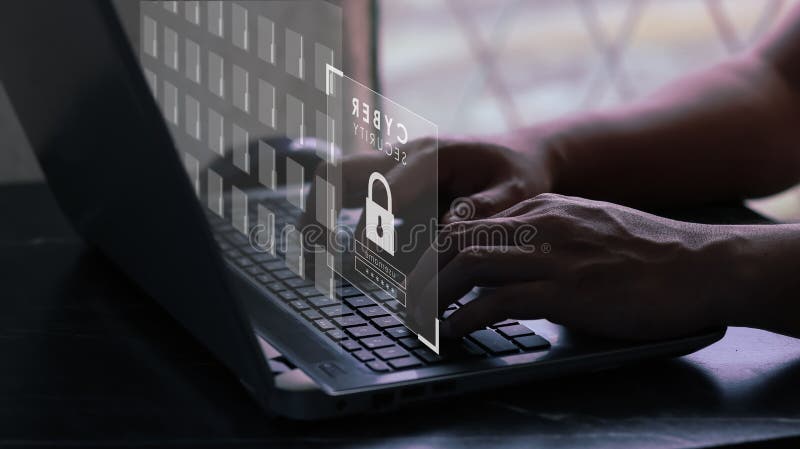 User Typing Login and Password on Virtual Screen. Stock Photo - Image ...