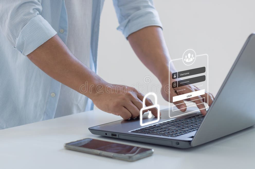 User Typing Username and Password on Login Screen, Login, Username ...