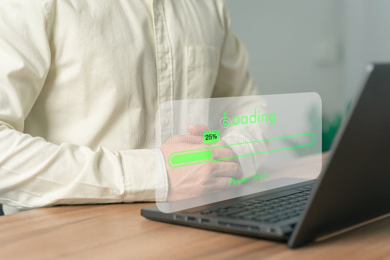 User Use a Laptop Computer To Download and Update Software with Waiting ...