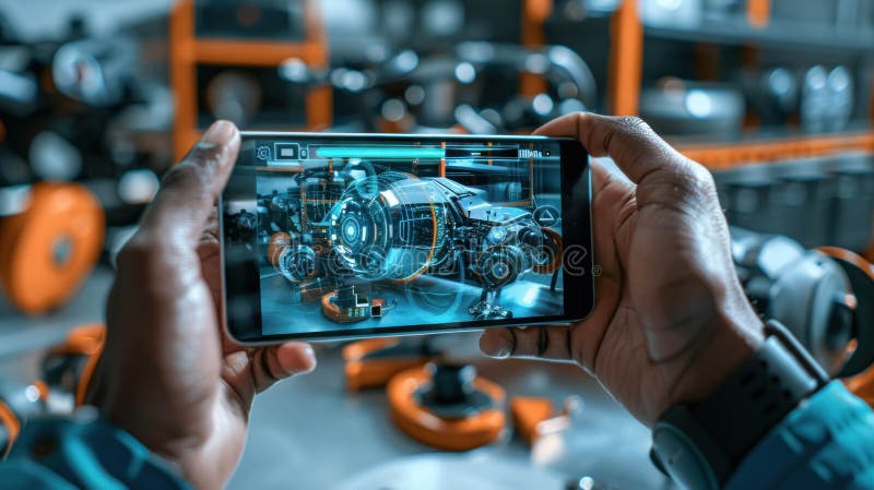 User Uses Horizontal Smartphone To Create and Modeling New Technology ...