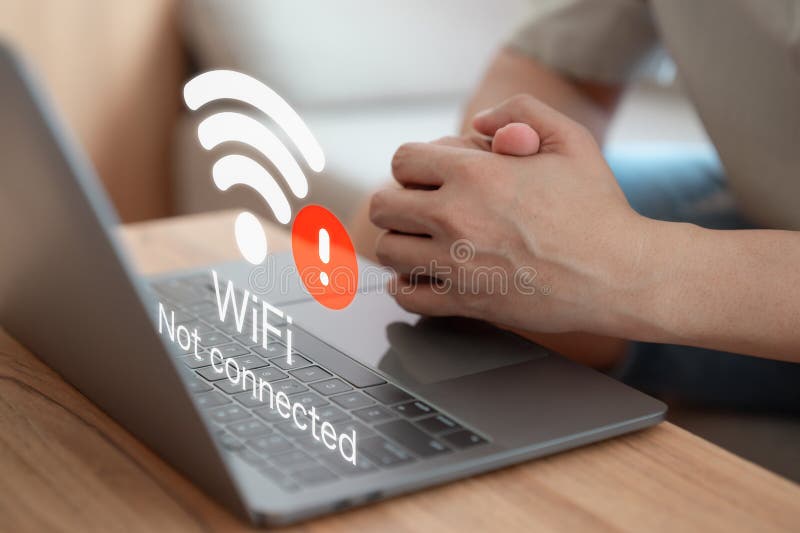 User Man Using a Computer Laptop To Connect To Wifi but Wifi Not ...