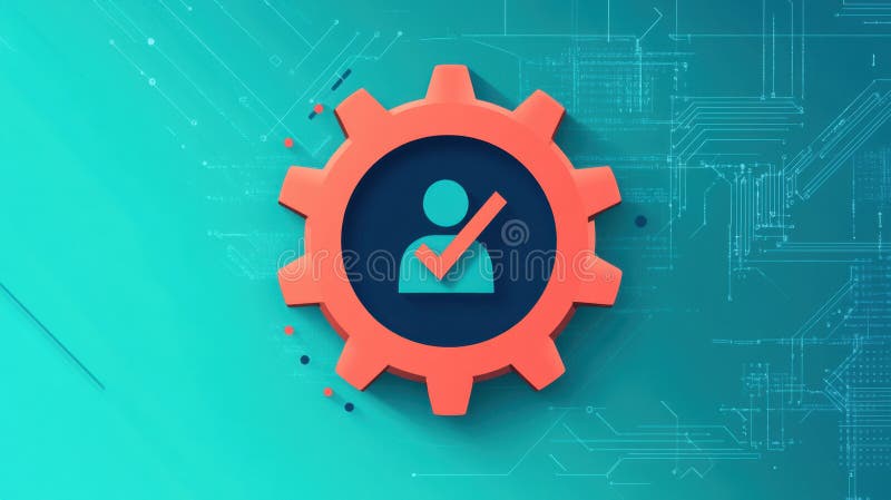 User Verification Icon, a Graphic Showing a Person Inside a Gear with a ...