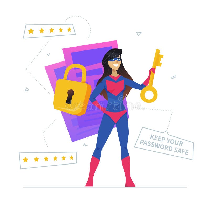 Cyber Security Metaphor Flat Design Style Vector Illustration Stock ...