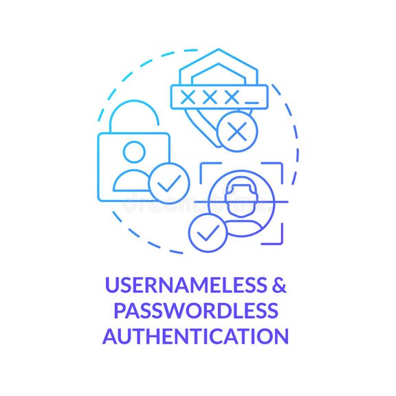 Usernameless and Passwordless Authentication Blue Gradient Concept Icon ...