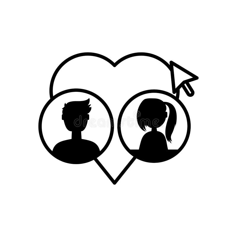Users Account with Heart Love and Cursor Stock Illustration ...