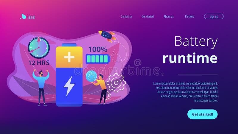 Battery Runtime Concept Landing Page. Stock Vector - Illustration of ...