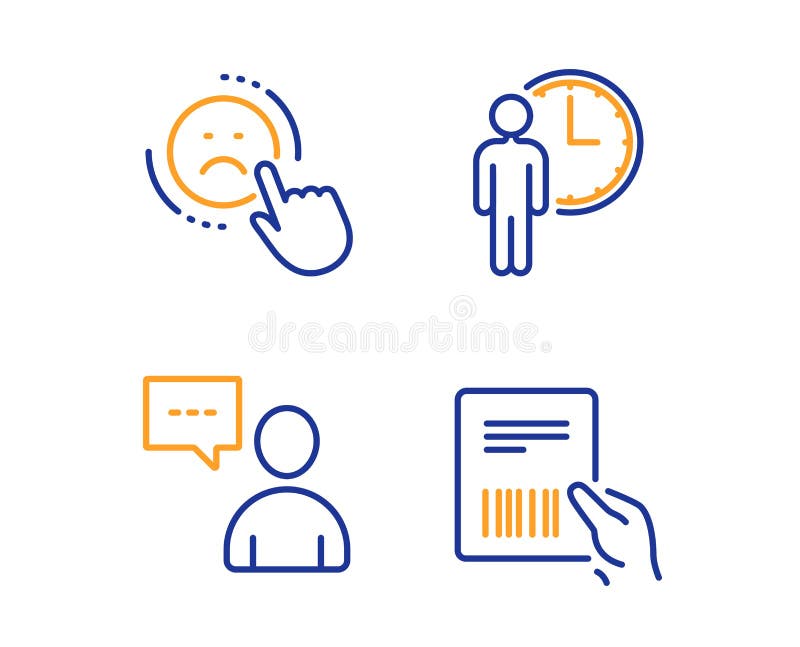 Users Chat, Dislike and Waiting Icons Set. Parcel Invoice Sign. Vector ...