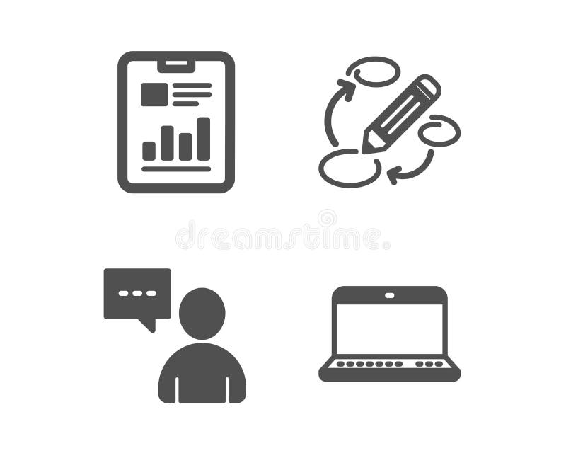 Users Chat, Report Document and Keywords Icons. Notebook Sign. Vector ...