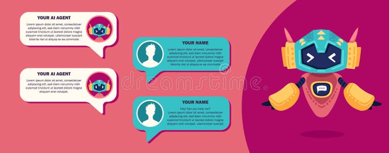 Users Dialog with Ai Chatbot or Ai Agent. Characters Chatting with ...