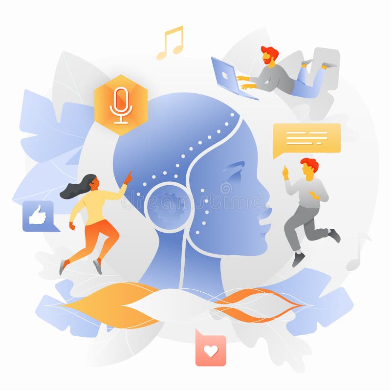 Users and Digital Assistant Stock Vector - Illustration of artificial ...