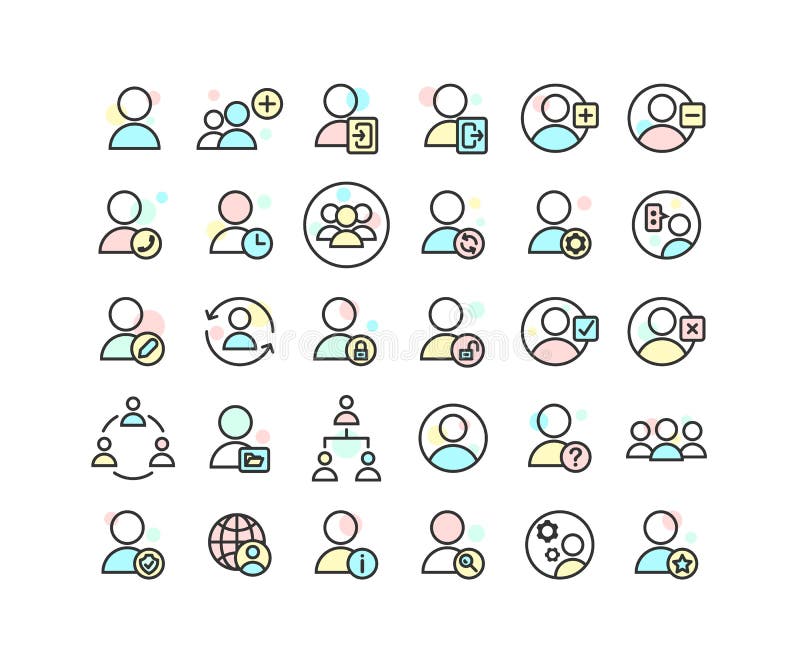 Users Filled Outline Icon Set. Stock Vector - Illustration of favorite ...