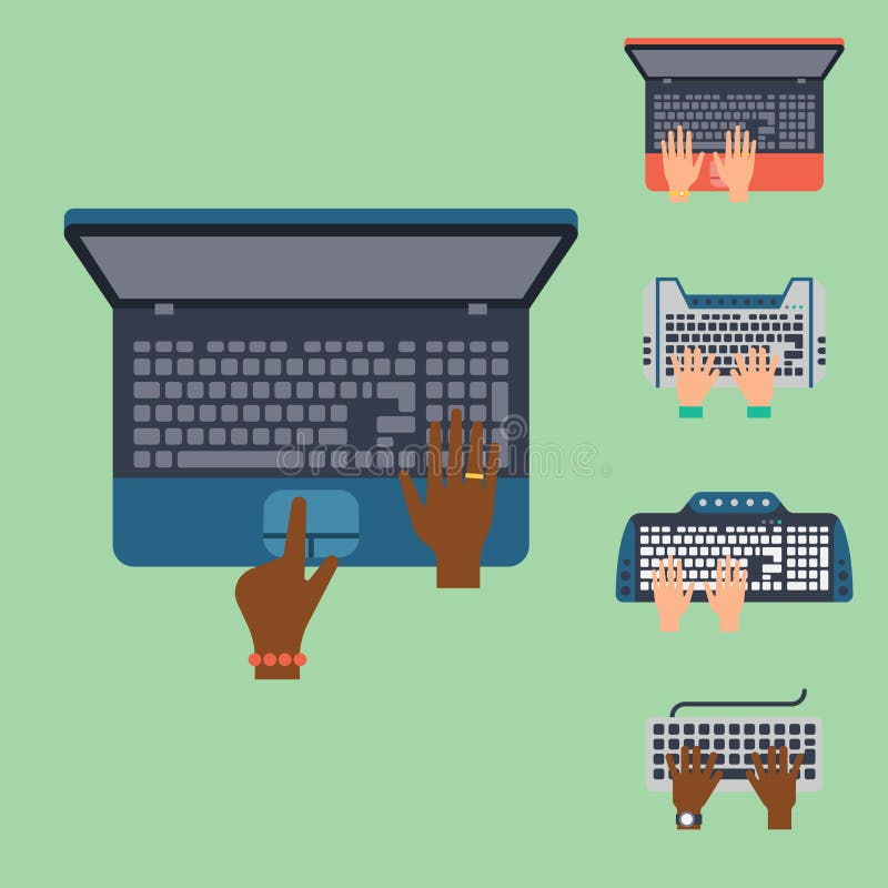 Users Hands on Keyboard and Mouse of Computer Technology Internet Work ...