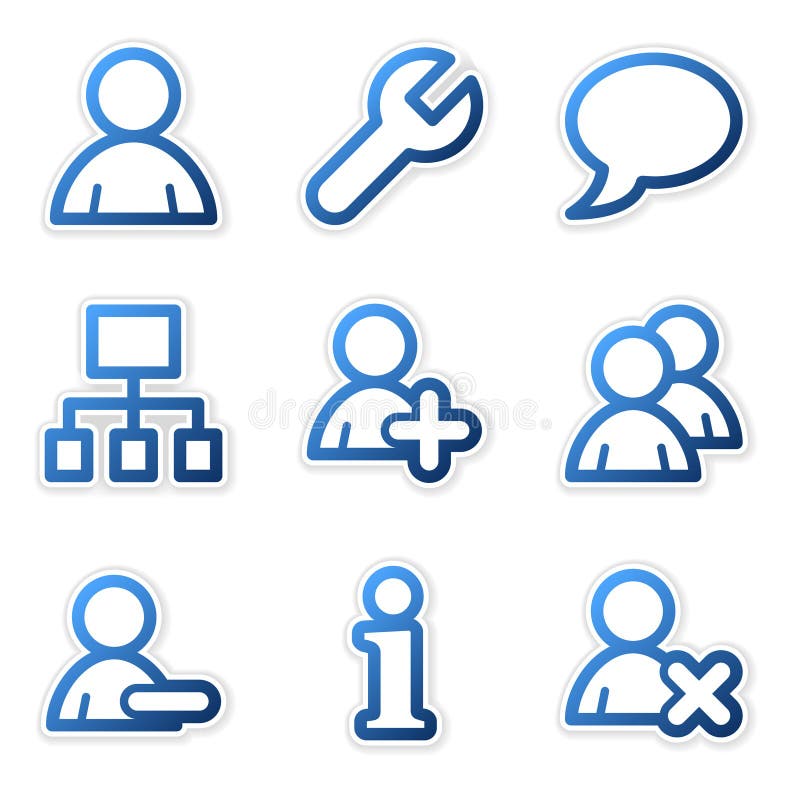 Users icons, blue series stock vector. Illustration of comment - 5220787