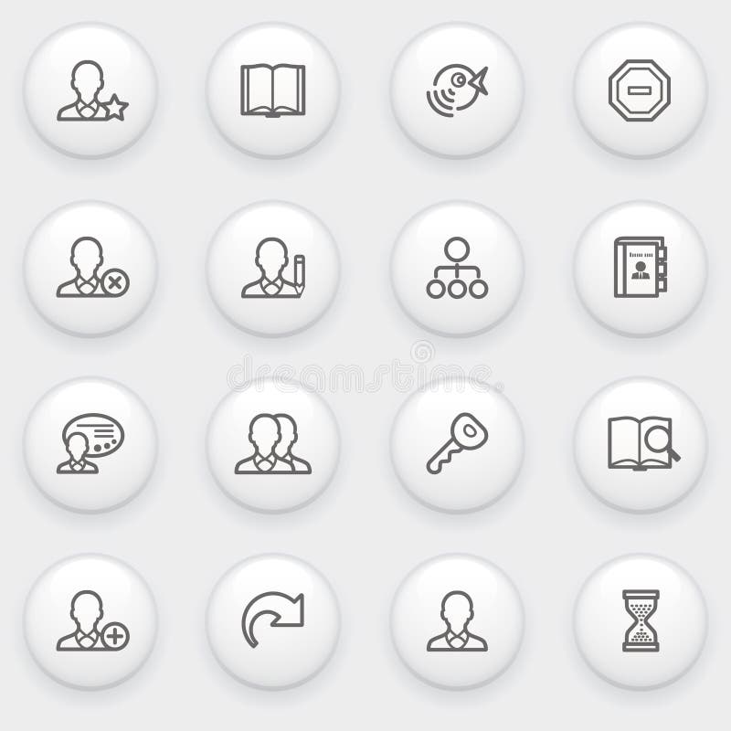 Users Icons with White Buttons on Gray Background. Stock Vector ...
