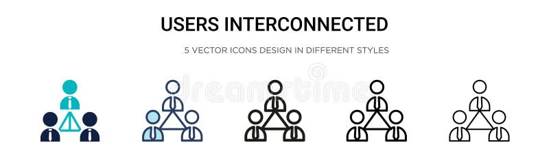 Users Interconnected Icon in Filled, Thin Line, Outline and Stroke Style. Vector Illustration of ...