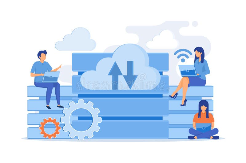 Users with Laptops Working with Database. Data Storage and Organization ...