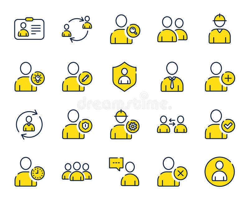 Users Line Icons. Profile, Group and Support. Vector Stock Illustration ...
