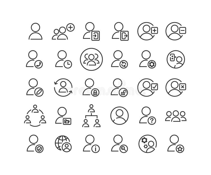Users outline icon set. stock vector. Illustration of help - 165712114