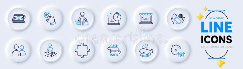 Users, Recruitment and Smartphone Holding Line Icons for Web App ...