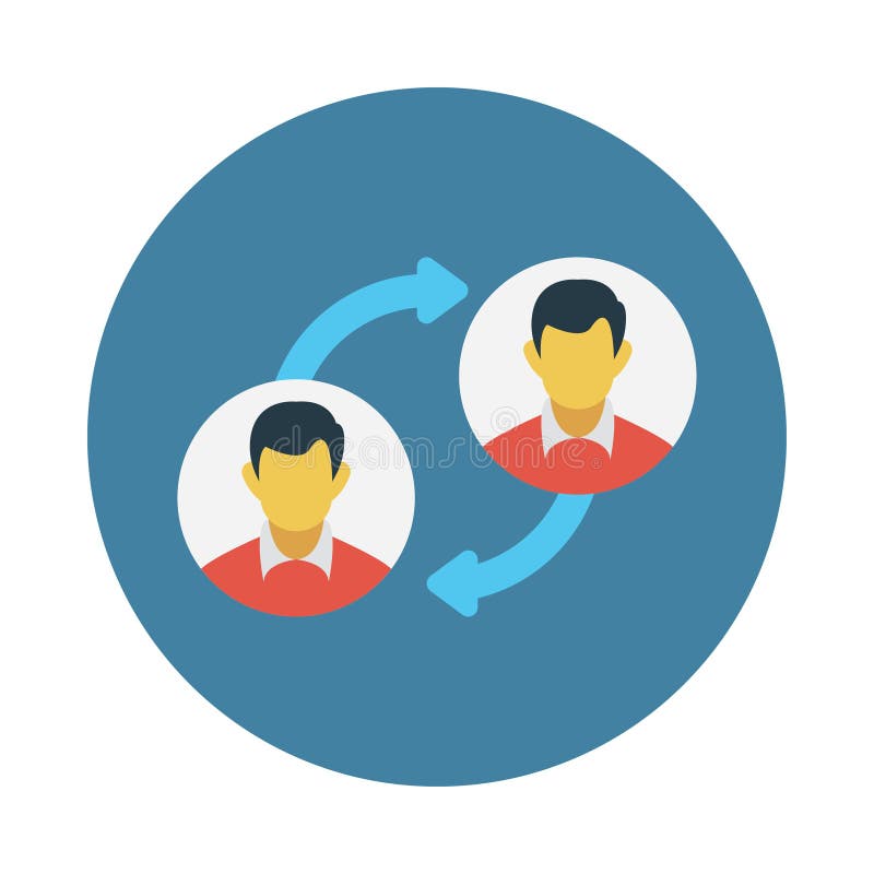Users Transfer Vector Flat Color Icon Stock Vector - Illustration of ...