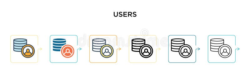 Users Vector Icon in 6 Different Modern Styles. Black, Two Colored ...