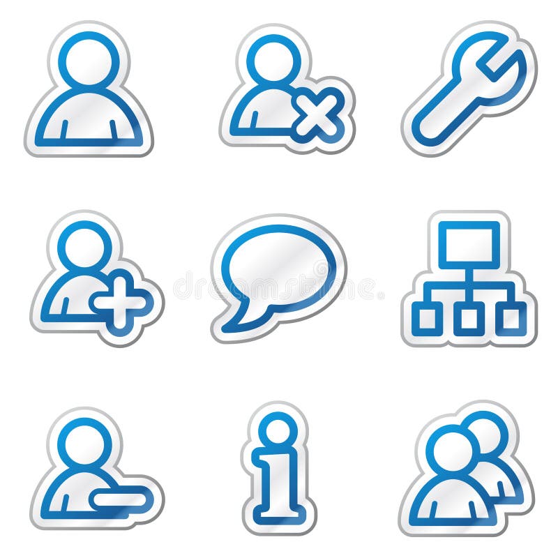 Users Web Icons, Blue Contour Sticker Series Stock Vector ...