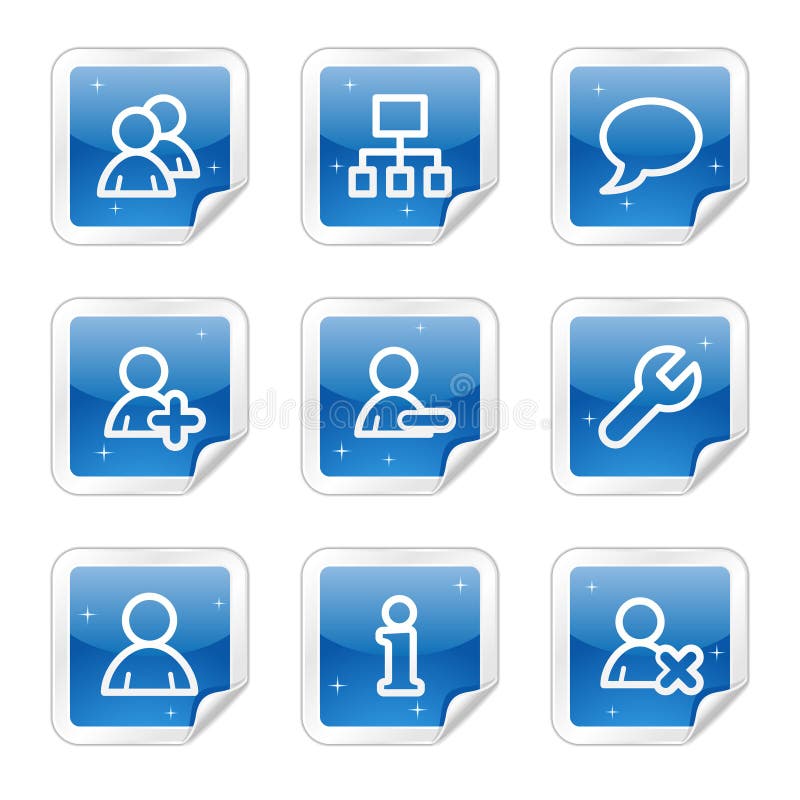 Users Web Icons, Blue Glossy Sticker Series Stock Vector - Illustration ...