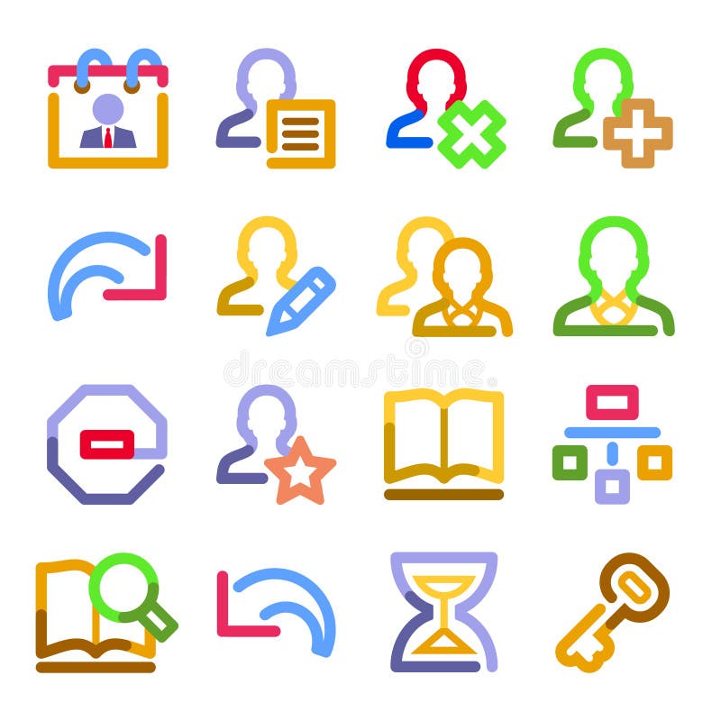 Users Web Icons. Color Contour Series. Stock Vector - Illustration of ...