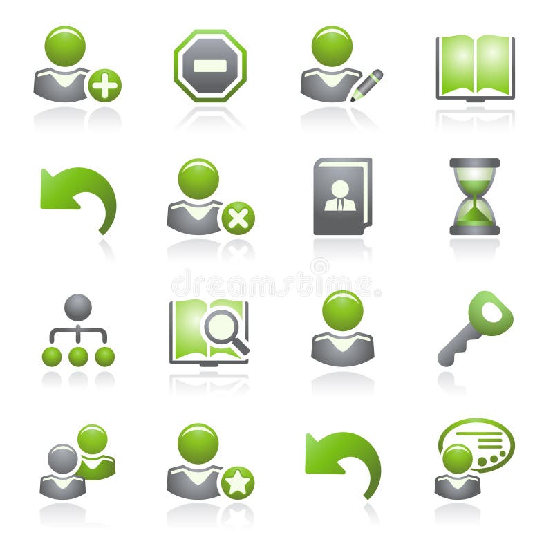 Users Web Icons.Gray and Green Series. Stock Vector - Illustration of ...