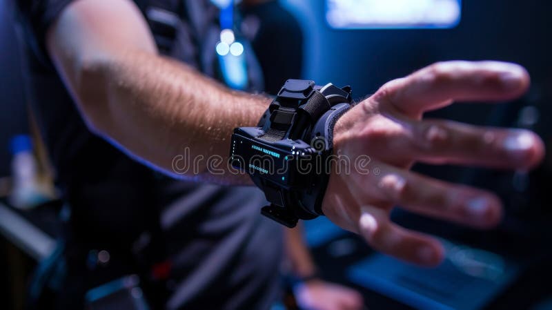 A Users Wrist As they Gesture and Interact with Virtual Objects Using a ...