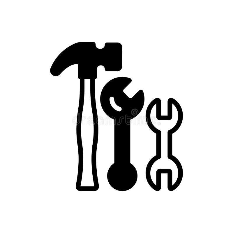 Black Solid Icon for Uses, Utilization and Hammer Stock Vector ...