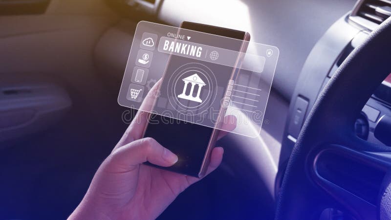 Uses Touching Online Banking and Network Connection Icons on Smart ...