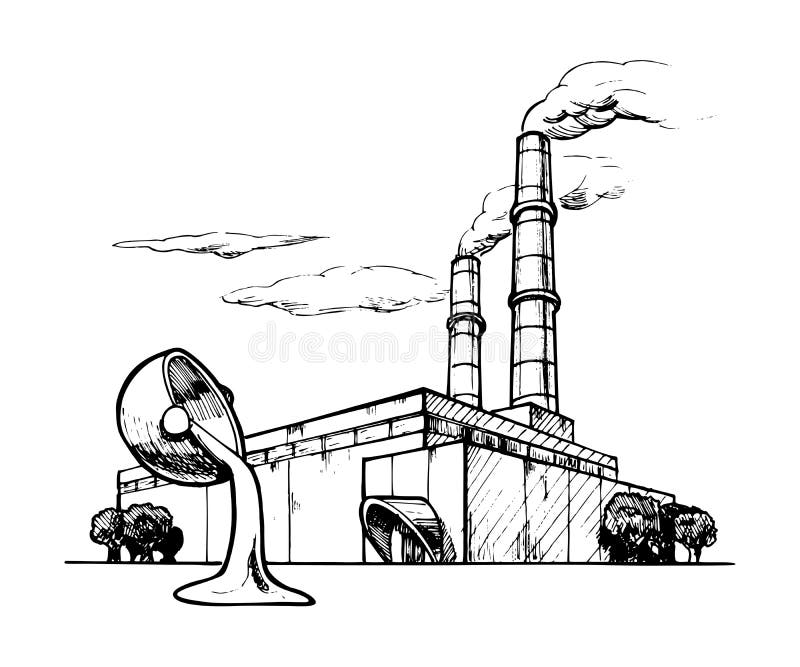Usine de dessin illustration de vecteur. Illustration du architecture ...