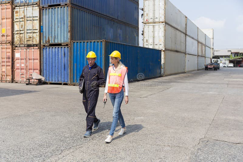 Usiness Logistics Import Export Shipping Concept. Foreman and Cargo ...