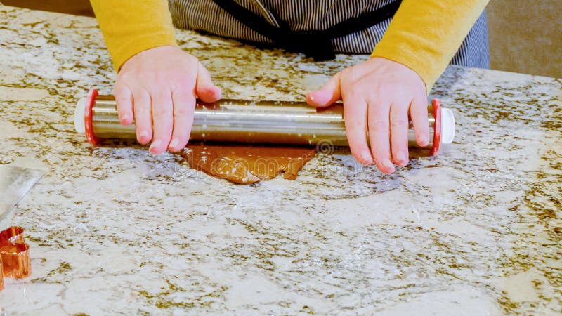 Baking Christmas Gingerbread Cookies in a Modern Kitchen Stock Image ...