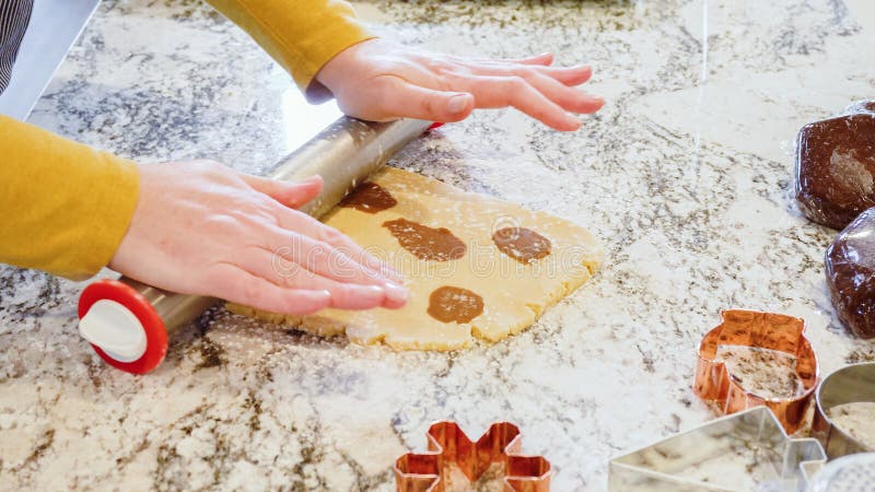Baking Christmas Gingerbread Cookies in a Modern Kitchen Stock Image ...