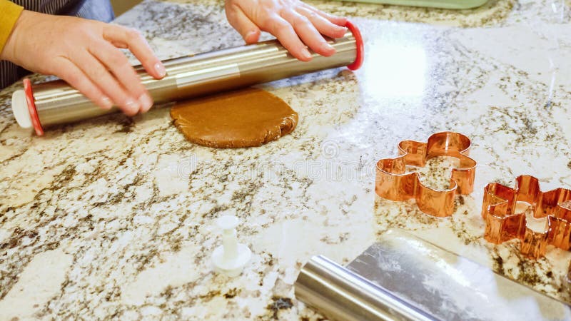 Baking Christmas Gingerbread Cookies in a Modern Kitchen Stock Image ...