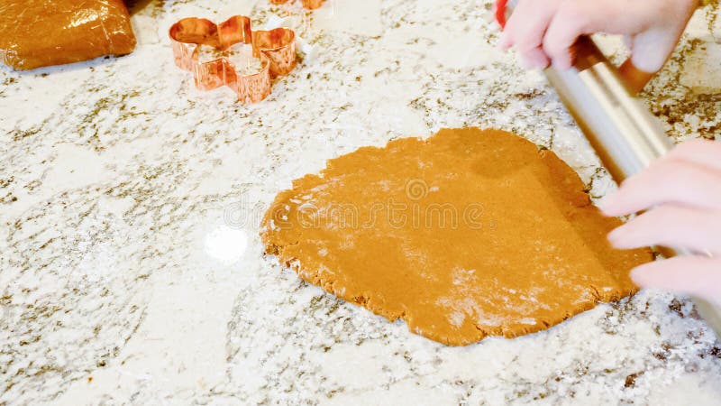 Baking Christmas Gingerbread Cookies in a Modern Kitchen Stock Image ...